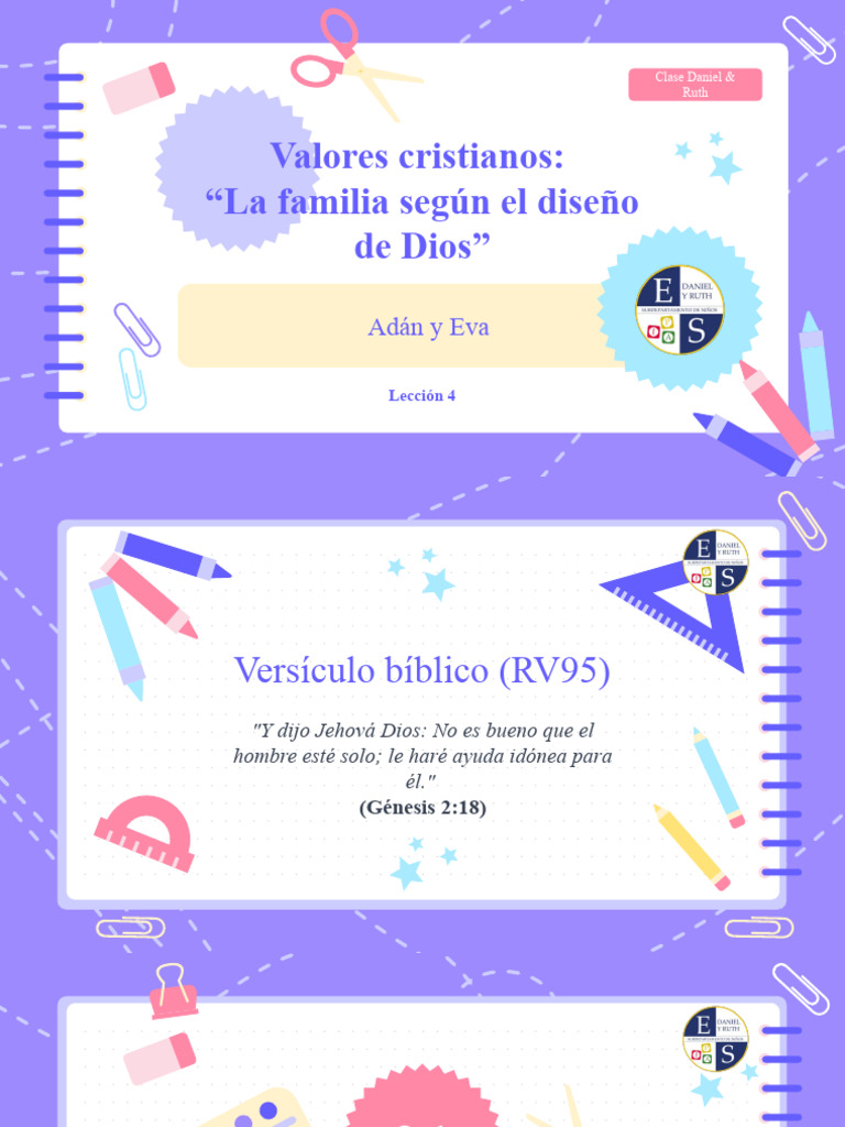 LECCIÓN 4 - La Familia Según El Diseño de Dios Adán y Eva | PDF | Adán y Eva | Creencia ...