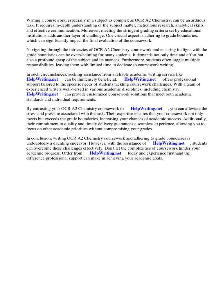 Ocr A2 Chemistry Coursework Grade Boundaries | PDF | Gce Advanced Level (United Kingdom ...