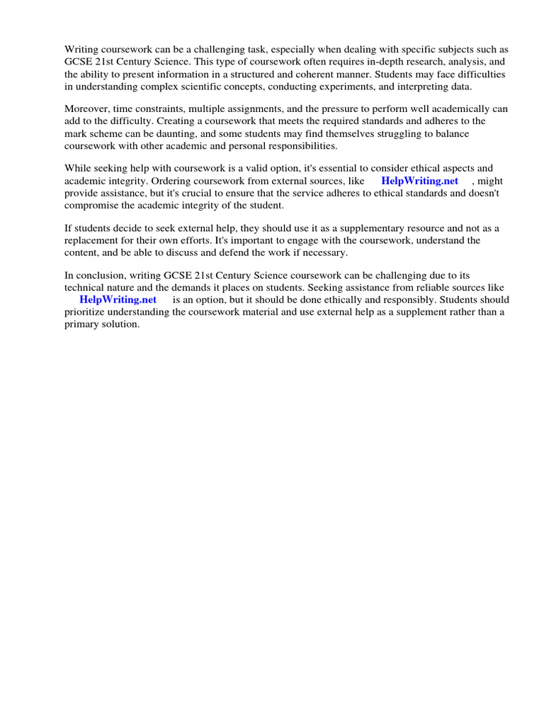 Gcse 21st Century Science Coursework Mark Scheme | PDF | Educational ...