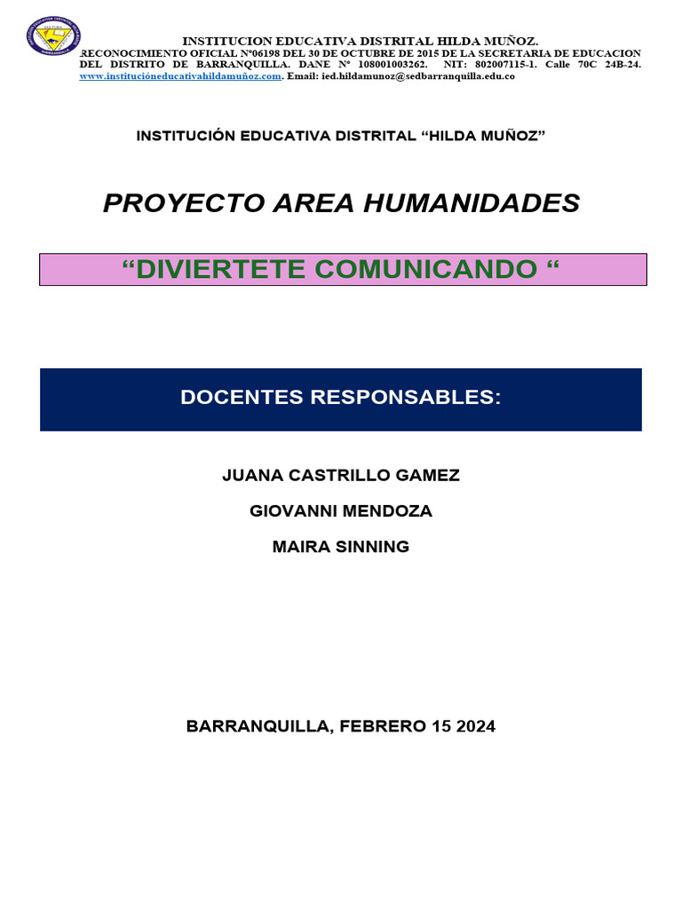 Proyecto Expresate y Comunicate Area Humanidades | PDF | Aprendizaje ...
