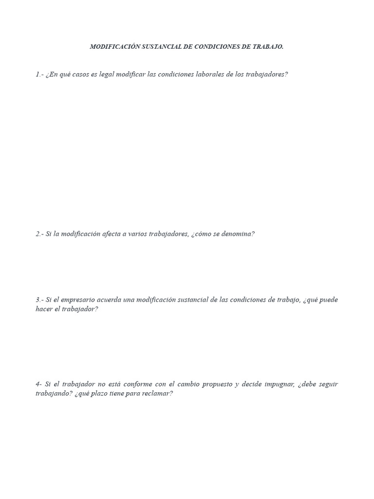 Modificación Sustancial de Condiciones Laborales | PDF