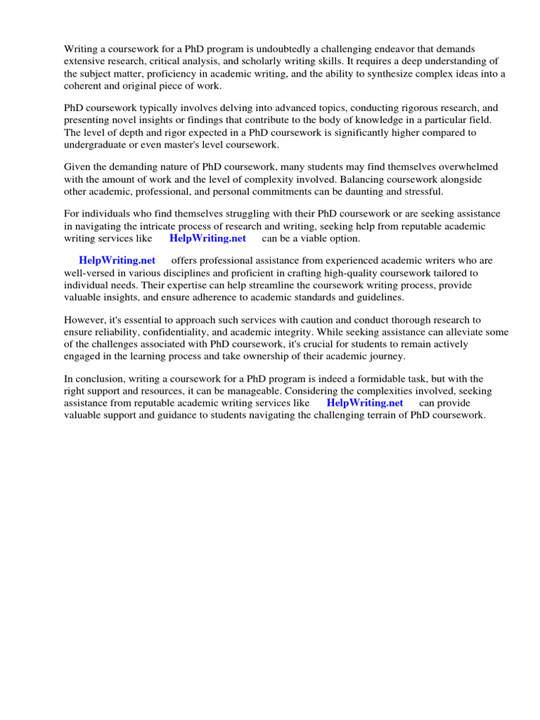 Coursework For PHD | PDF