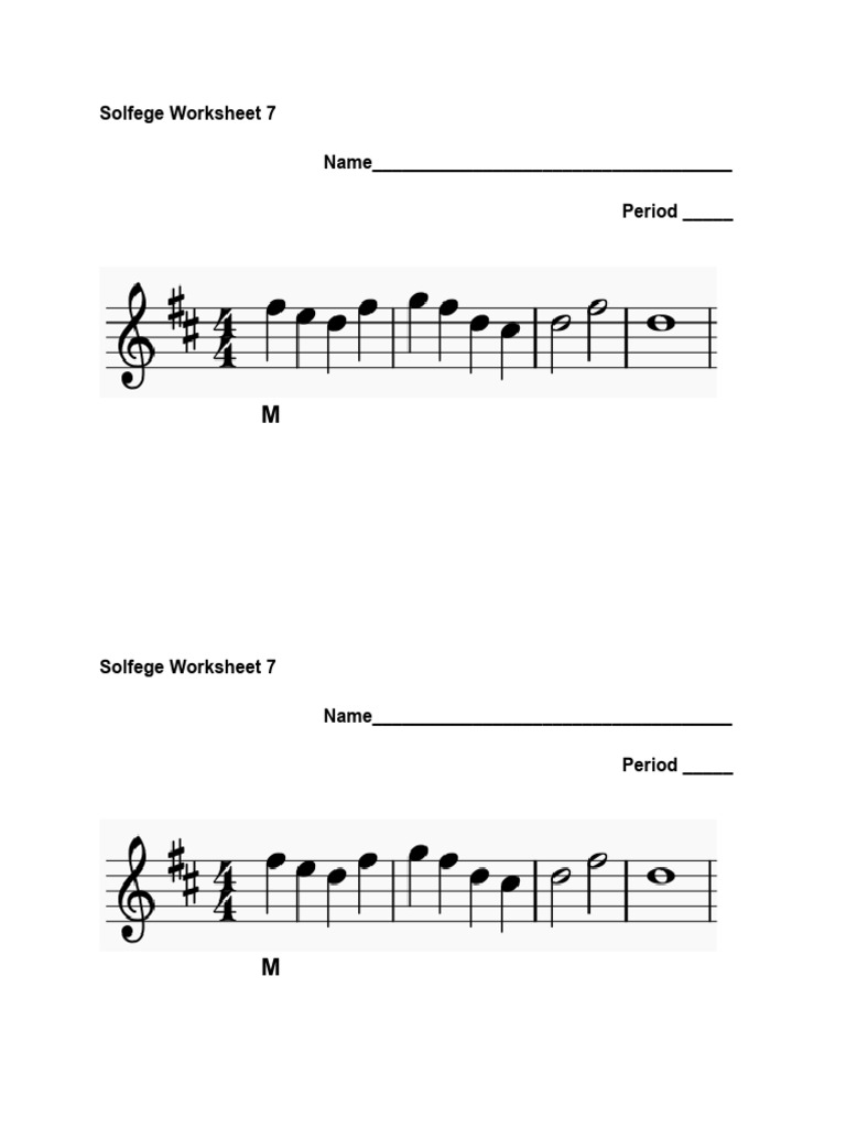 Solfege Worksheet 7 | PDF