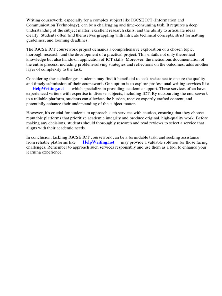 Igcse Ict Coursework Project | PDF | Educational Technology | Information And Communications ...