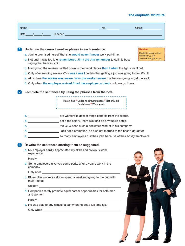 Emphatic Sentence Structures Exercise | PDF