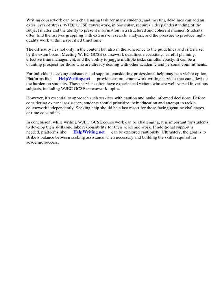 Wjec Gcse Coursework Deadlines | PDF | Student Assessment And ...