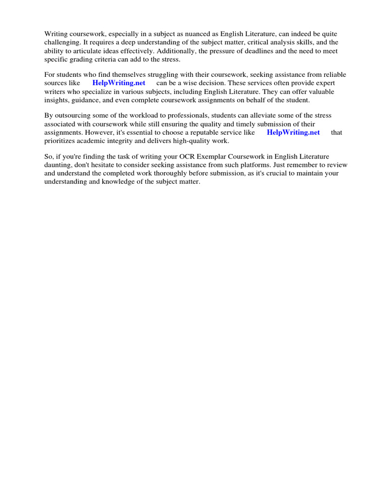 Ocr Exemplar Coursework English Literature | PDF | Facebook | Linked In Ocr Exemplar Coursework English Literature | PDF | Facebook | Linked In
