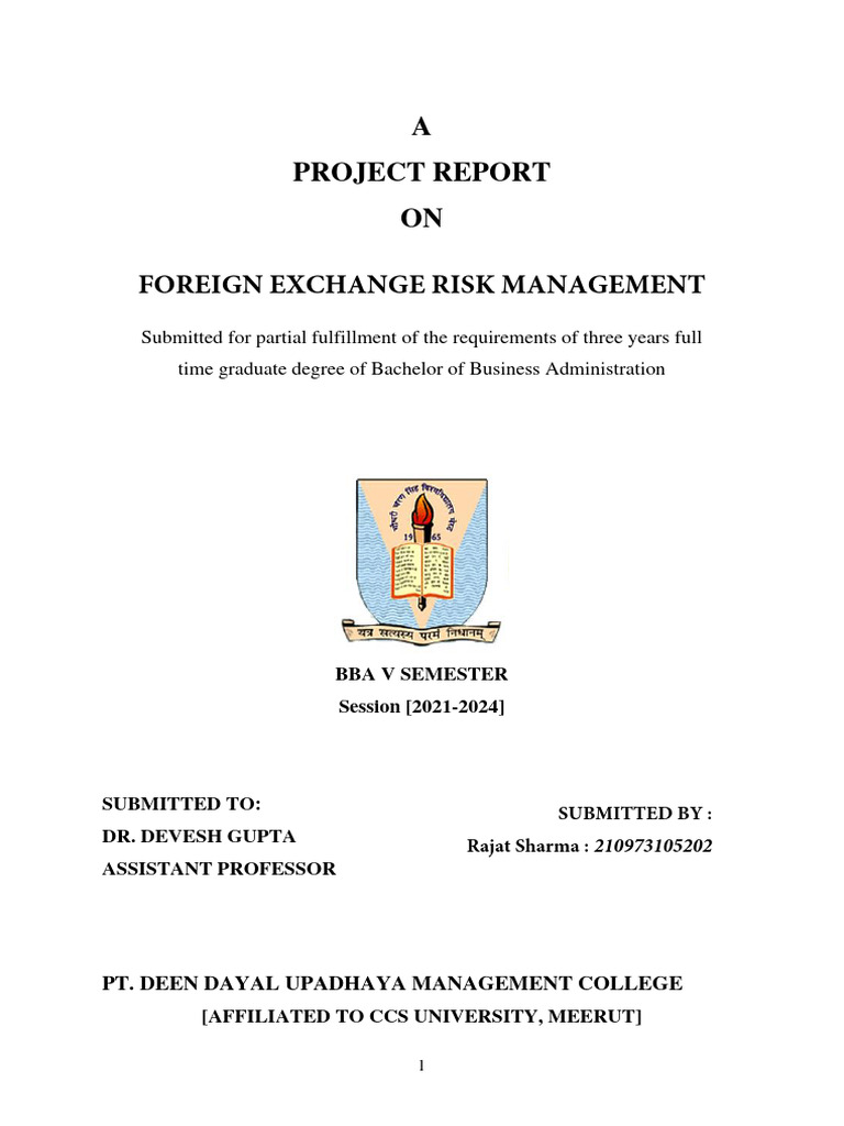 Foreign Exchange Risk Management - 3 | PDF | Hedge (Finance) | Risk