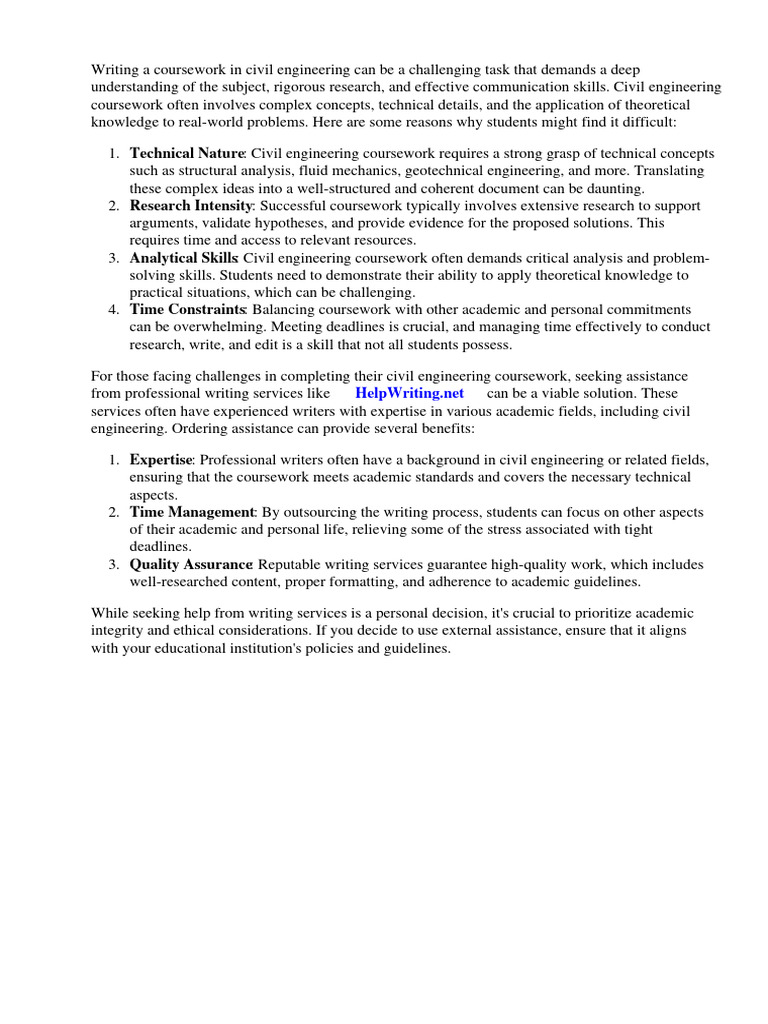 Civil Engineering Coursework | PDF | Engineering | Civil Engineering