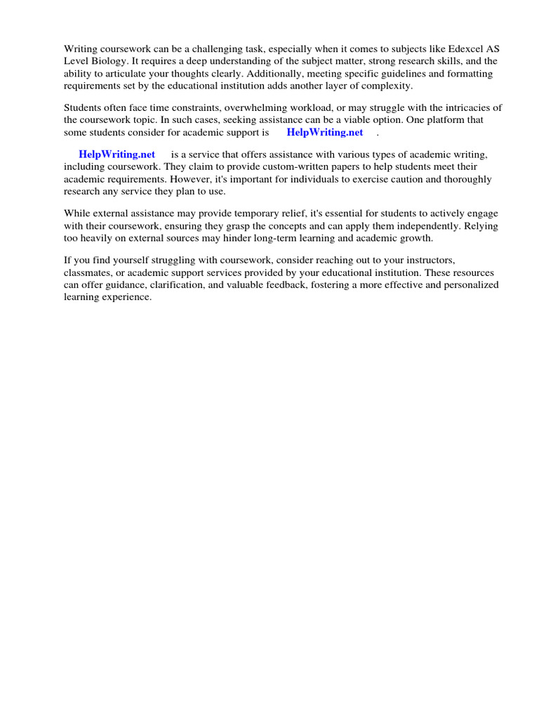 Edexcel As Level Biology Coursework Examples | PDF | Gce Advanced Level ...
