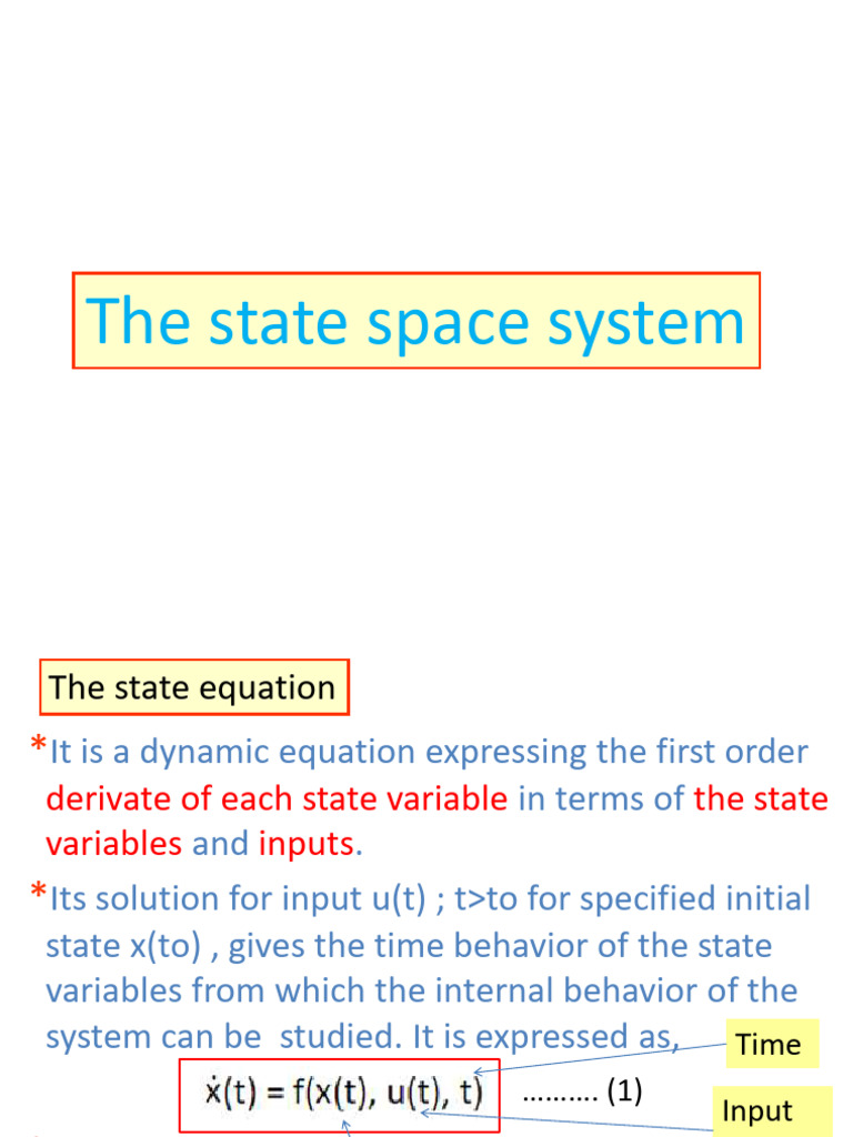 State Space System Pdf Matrix Mathematics Equations