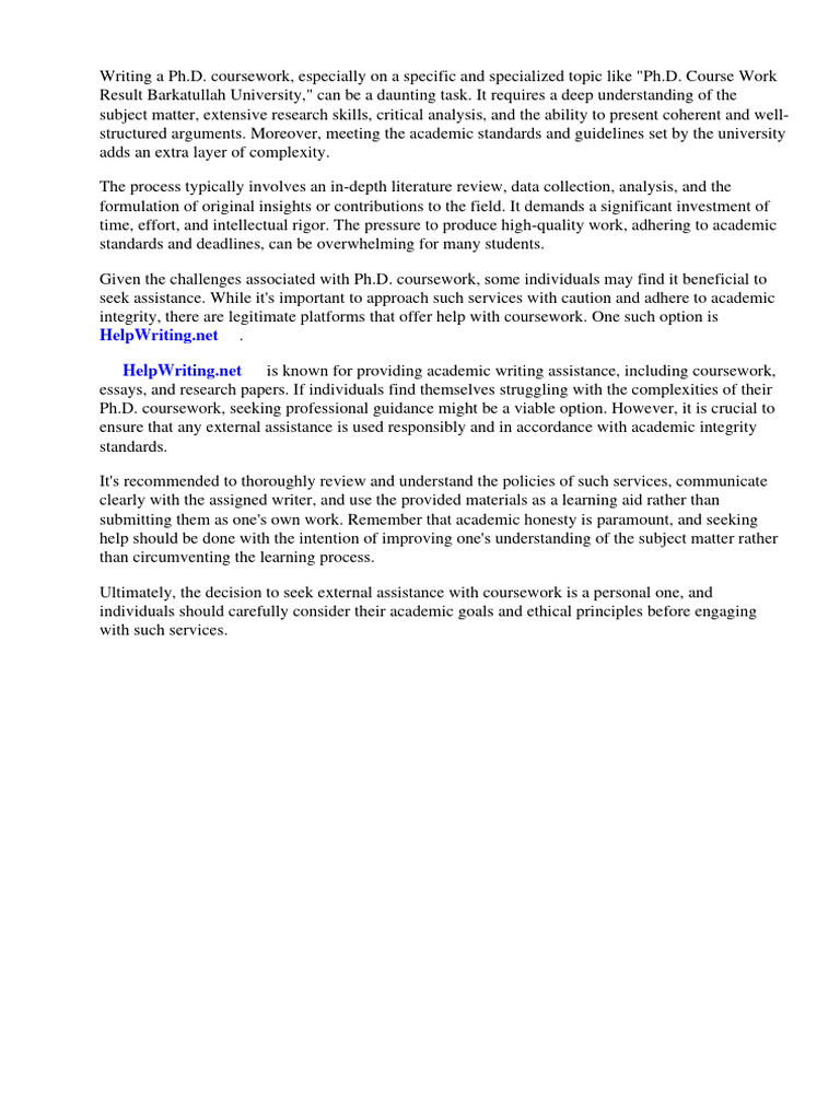 PHD Course Work Result Barkatullah University | Download Free PDF ...