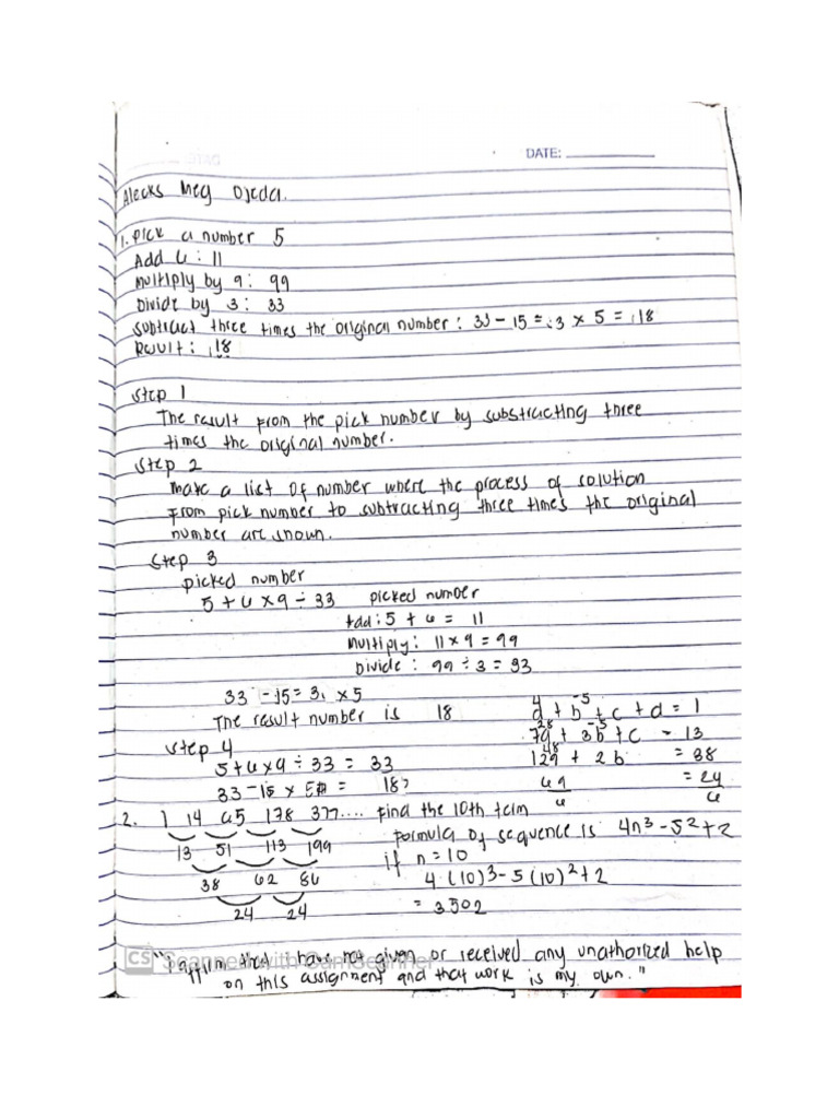 Seatwork 2 - Reasoning and Number Series | PDF