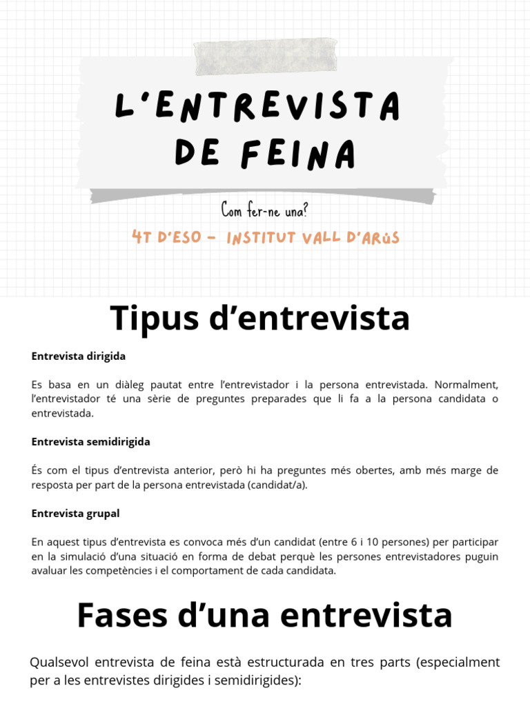 L'entrevista de Feina | PDF