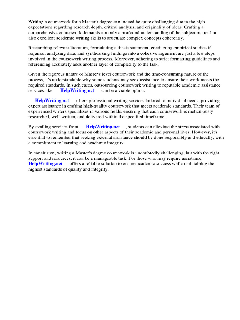 Coursework Masters Degree | PDF | Academic Degree | Master's Degree