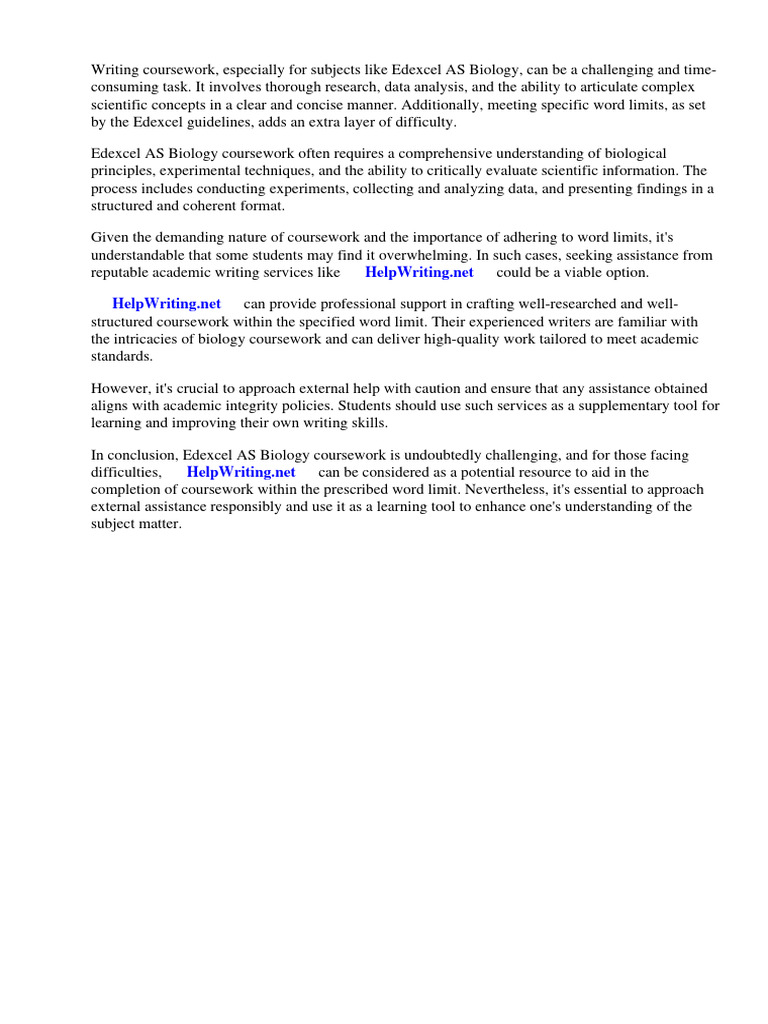 Edexcel As Biology Coursework Word Limit | PDF | Facebook | Linked In