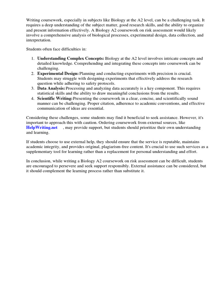 Biology a2 Coursework Risk Assessment | PDF | Seed | Experiment