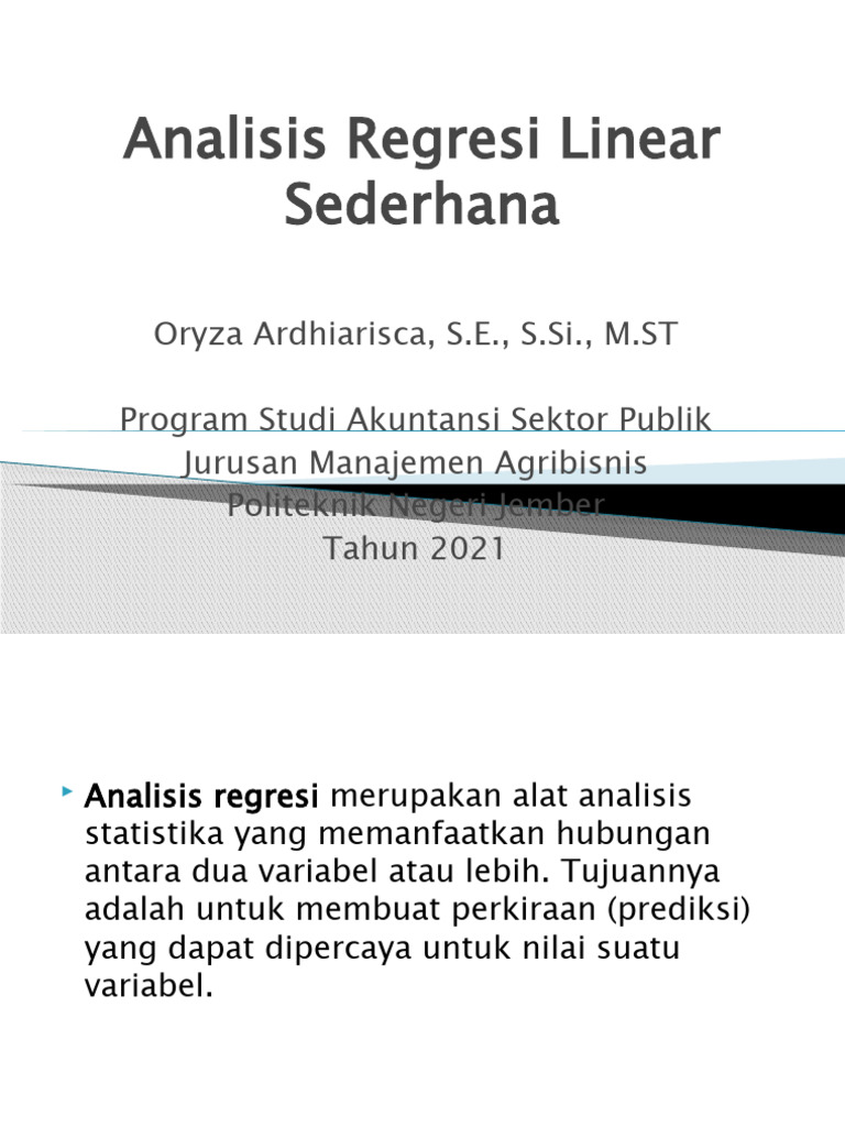 Analisis Regresi Sederhana | PDF