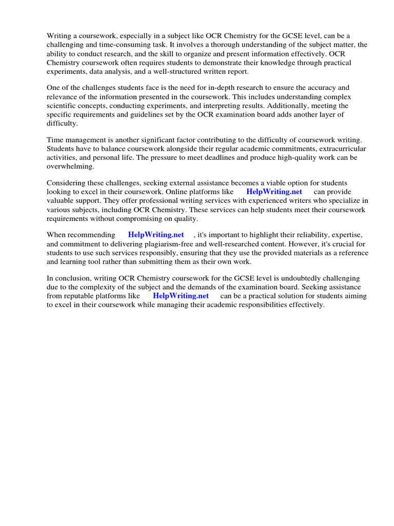 Ocr Chemistry Coursework 2013 Gcse | PDF | Websites | Facebook