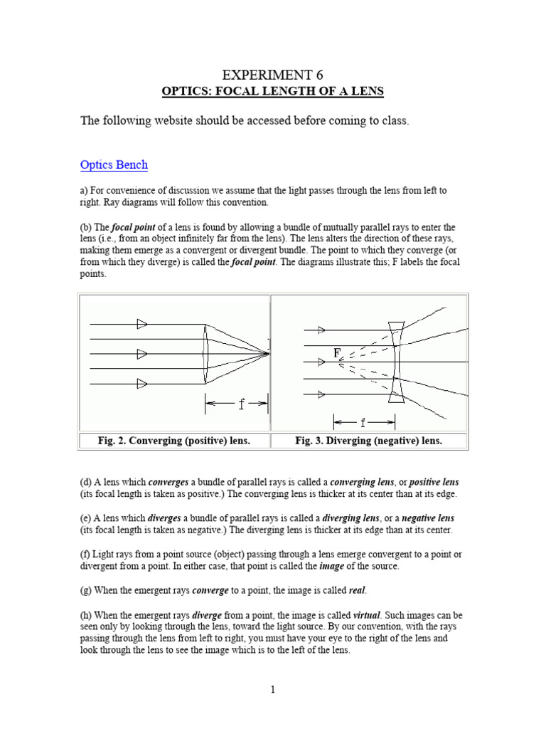 Optical Bench - Focal Length of Convex and Concave Lens | PDF | Atomic ...