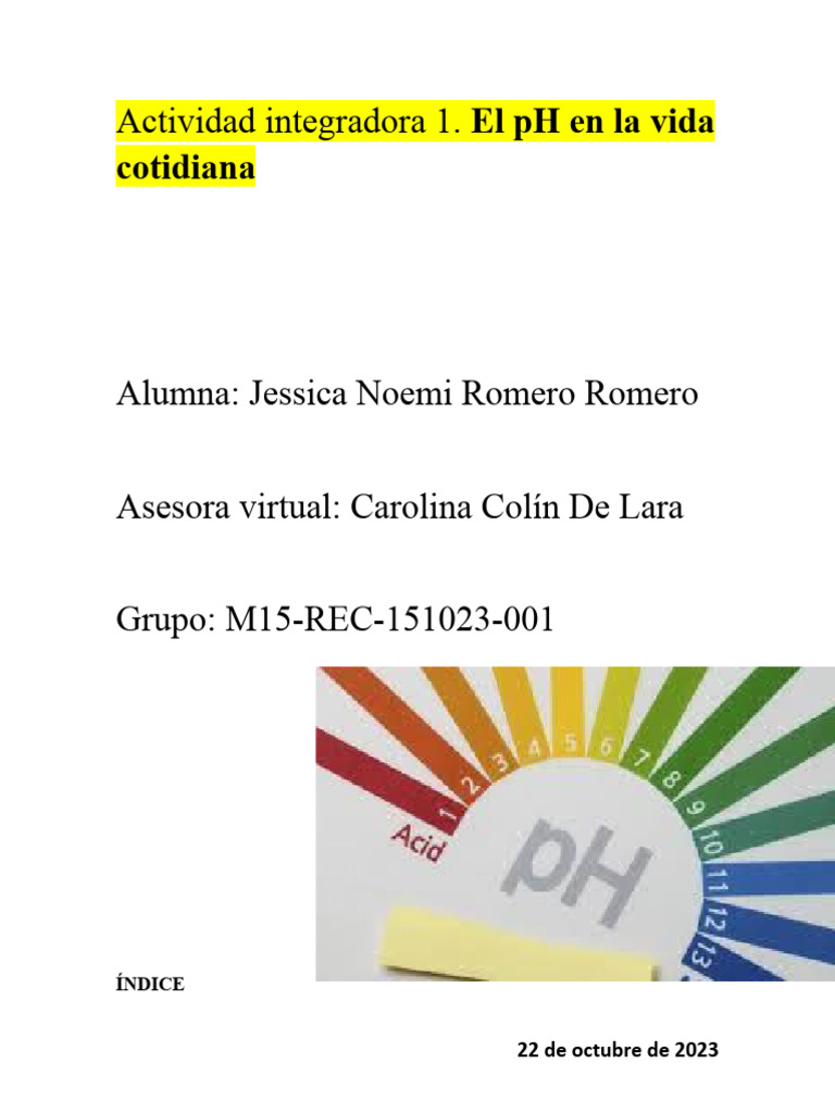 Act Integ 1 Mod15 | PDF | Ácido | Ph