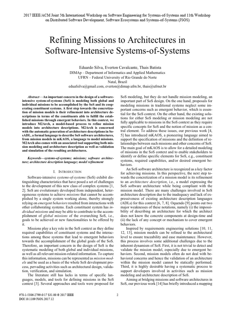 Refining Missions To Architectures in Software-Intensive Systems-of ...