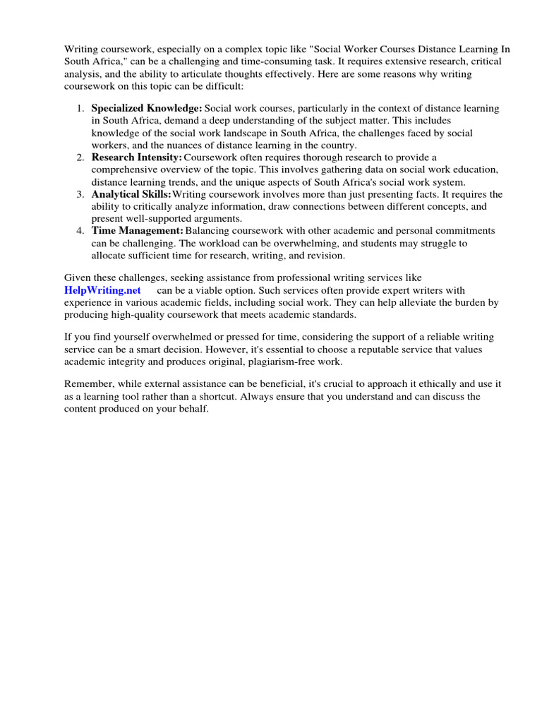 Social Worker Courses Distance Learning in South Africa | PDF | Social ...