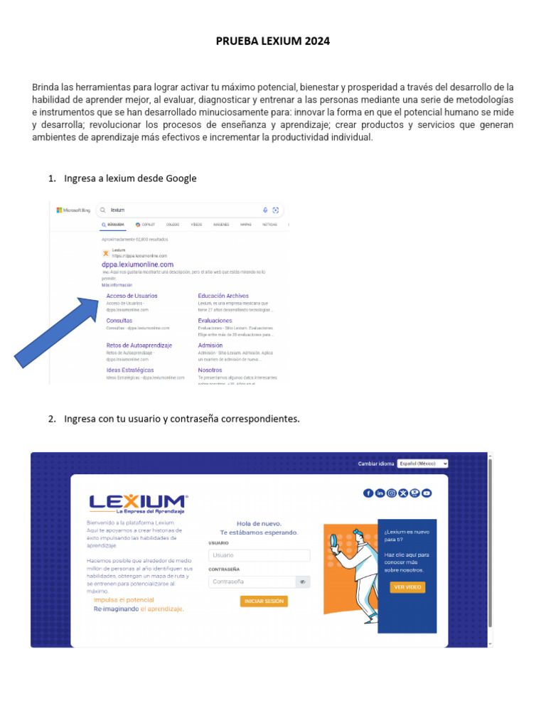 Prueba Lexium 2024 | PDF