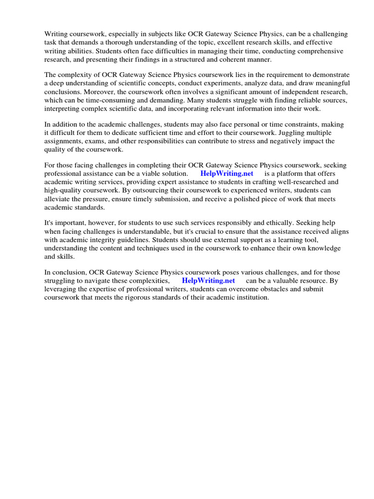 Ocr Gateway Science Physics Coursework | PDF | Linked In | Facebook