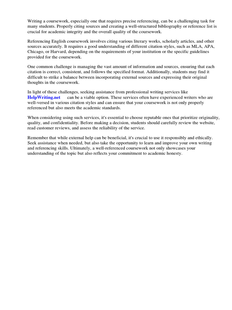How To Reference English Coursework | PDF | Citation