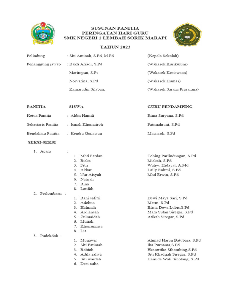 Panitia Hari G | PDF | Home & Garden | Science & Mathematics