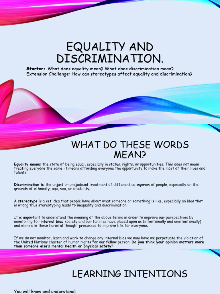 L2 Equality and Discrimination | PDF | Martin Luther King Jr ...