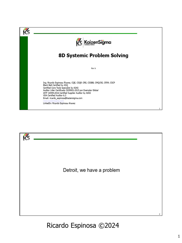 8D Systemic Problem Solving | PDF | Production And Manufacturing