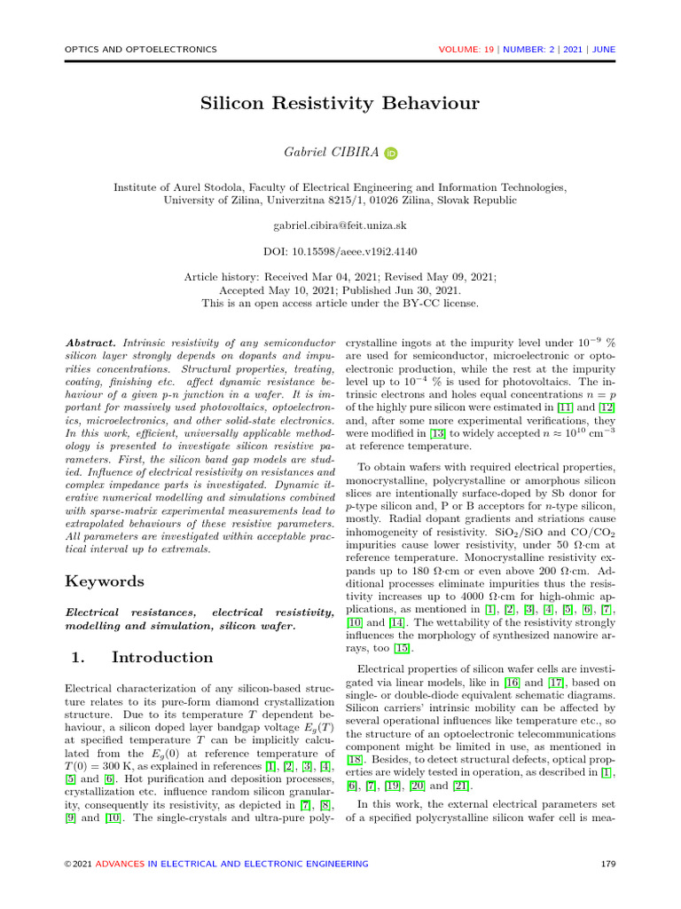 Silicon Resistivity Analysis and Modeling | PDF | Electrical ...