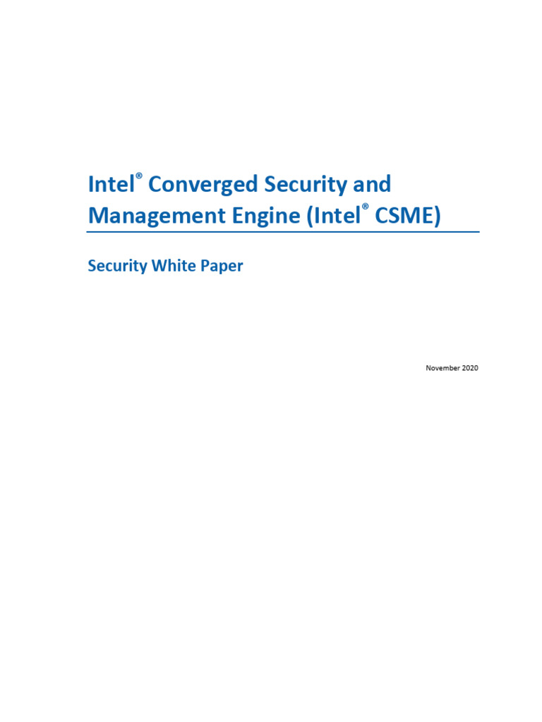 Intel Csme Security | PDF | Booting | Device Driver
