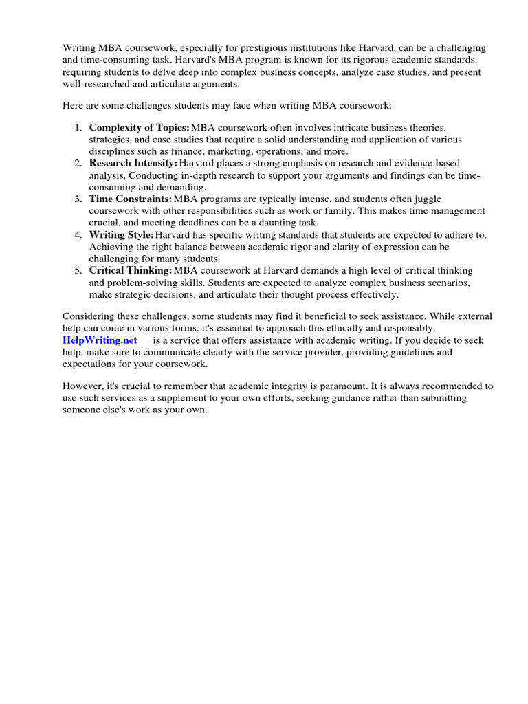 Mba Coursework Harvard | PDF | Master Of Business Administration | Business Mba Coursework Harvard | PDF | Master Of Business Administration | Business