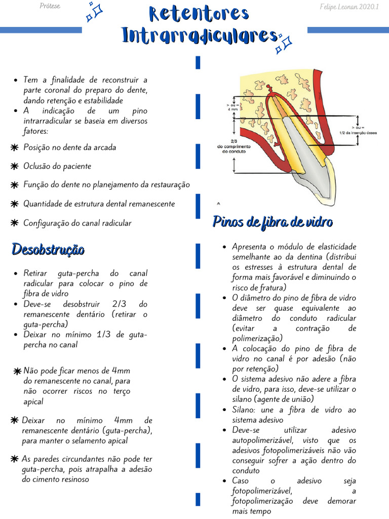 Retentores Intrarradiculares | PDF | Dente | Materiais