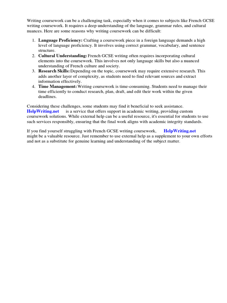 French Gcse Writing Coursework | PDF | Linked In | Facebook