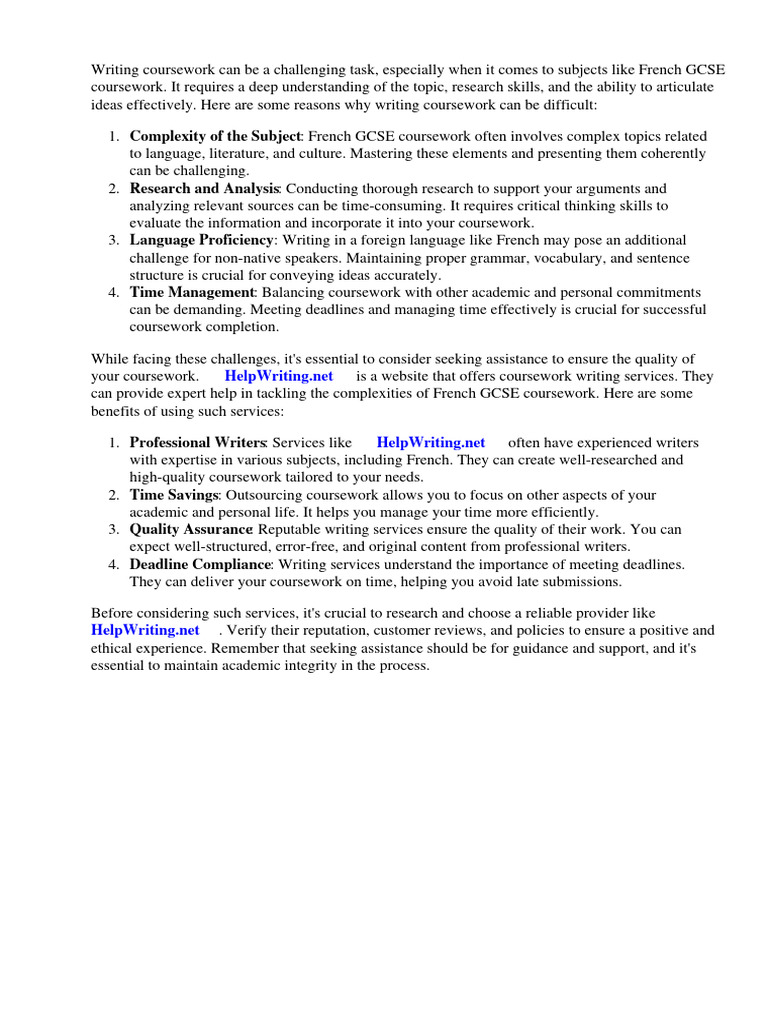 French Gcse Coursework Help | PDF | Facebook | Linked In