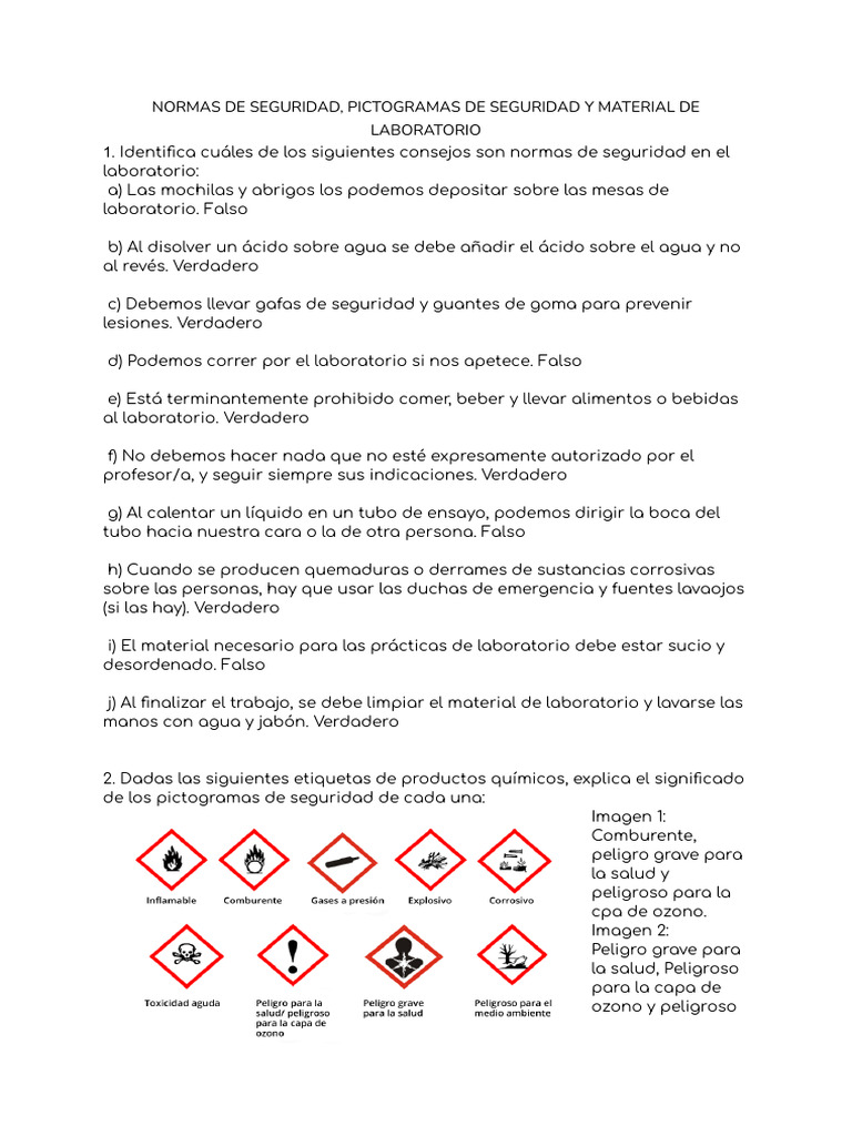 NORMAS DE SEGURIDAD, PICTOGRAMAS DE SEGURIDAD Y MATERIAL DE LABORATORIO - Documentos de Google ...