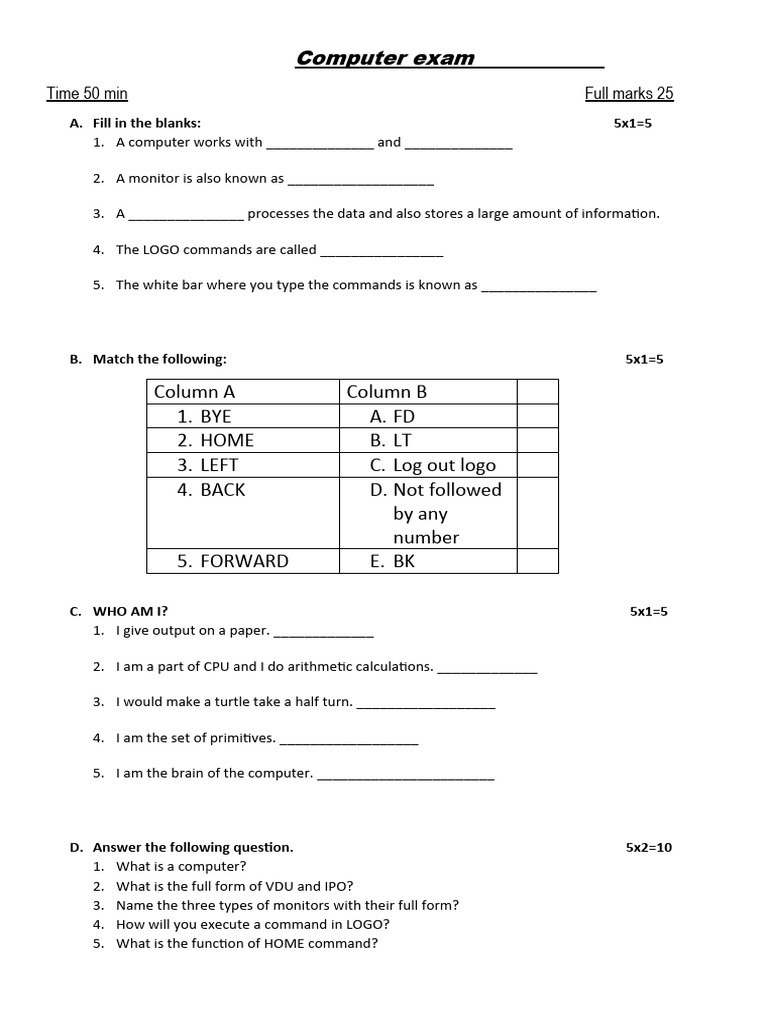 Aryan Computer Exam | PDF | Computers