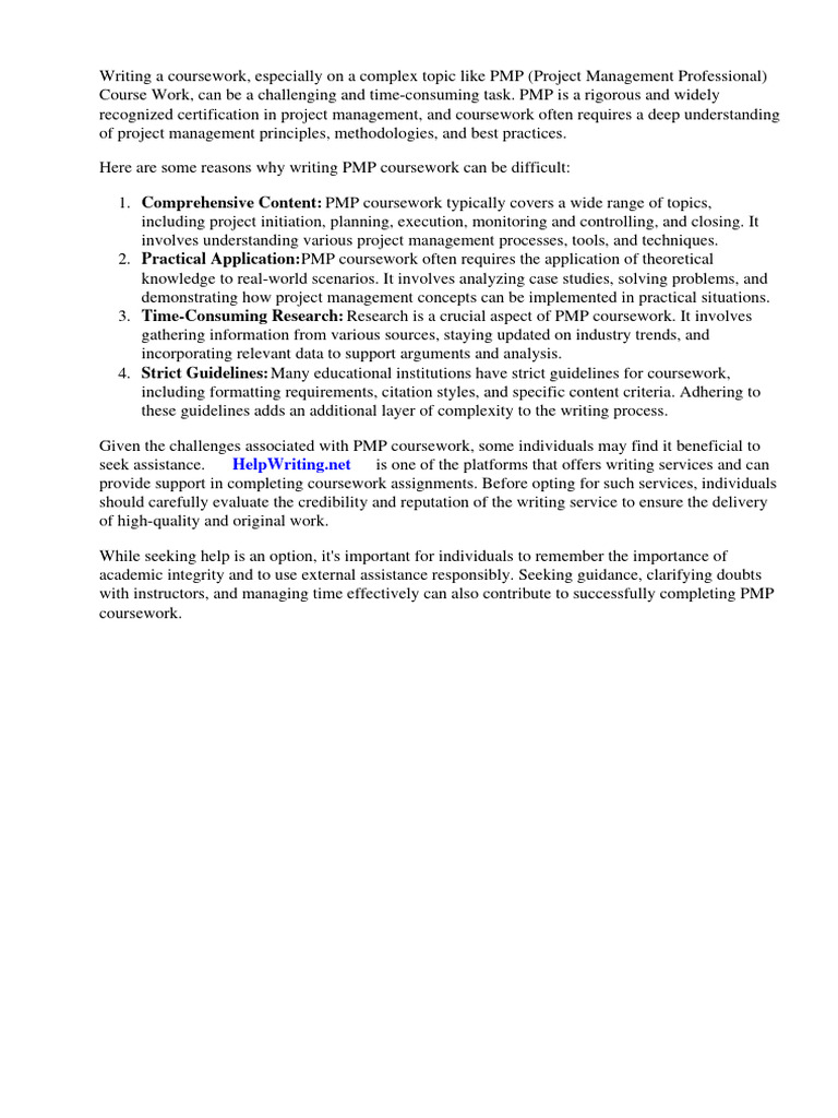PMP Course Work | PDF | Project Management Professional | Project Management