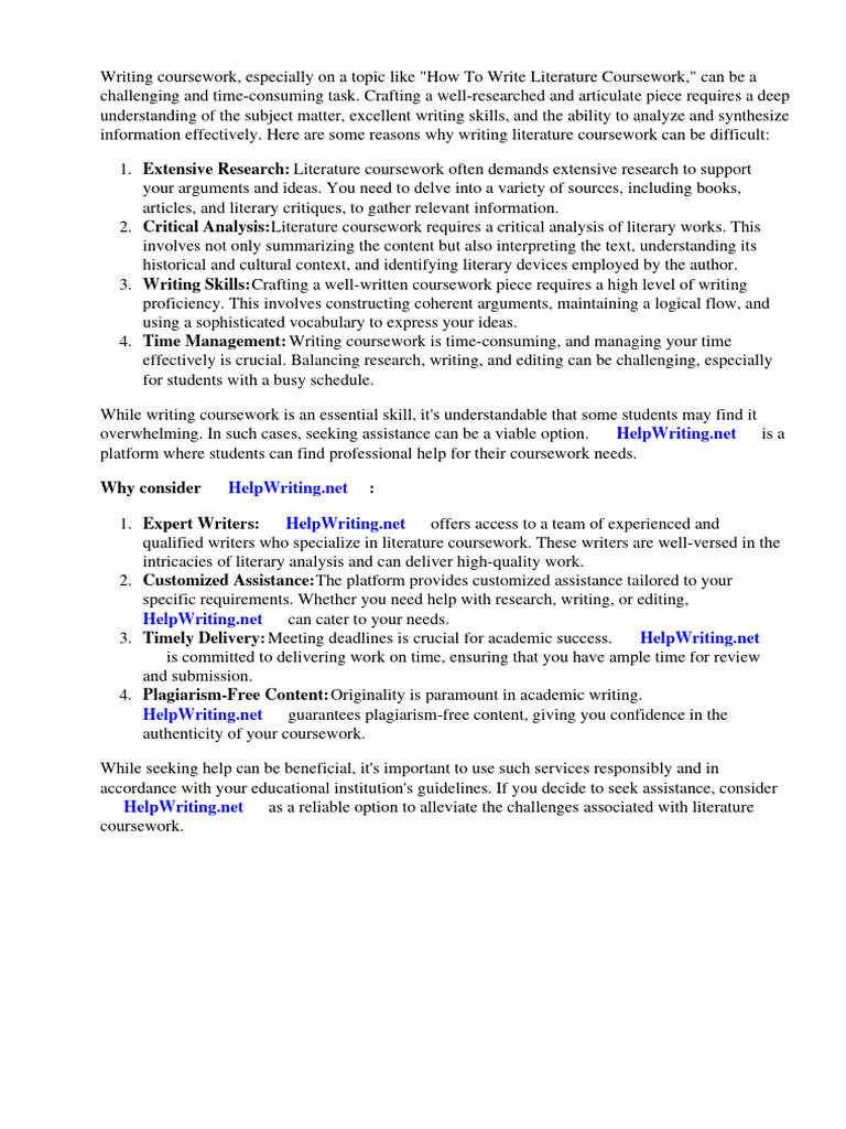 How To Write Literature Coursework | PDF | Thesis | Information