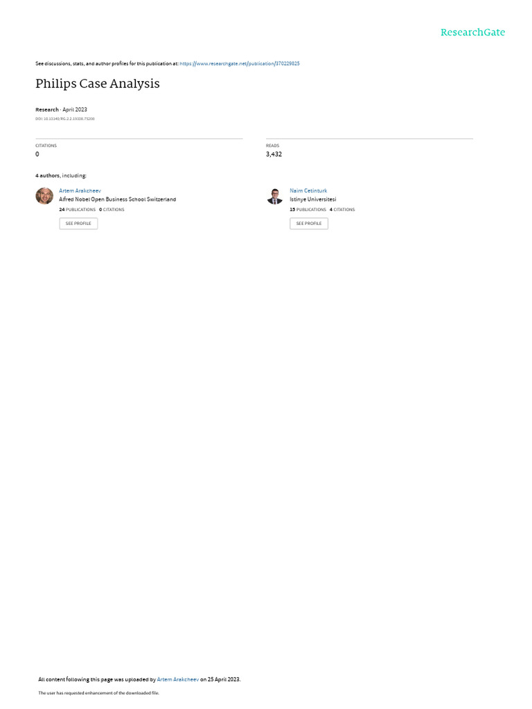 PhilipsCaseAnalysis E98 | PDF | Innovation | Strategic Management