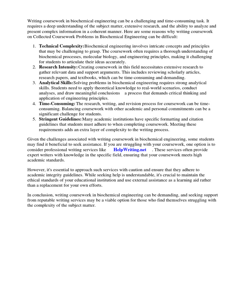 Collected Coursework Problems in Biochemical Engineering | PDF | Enzyme | Engineering