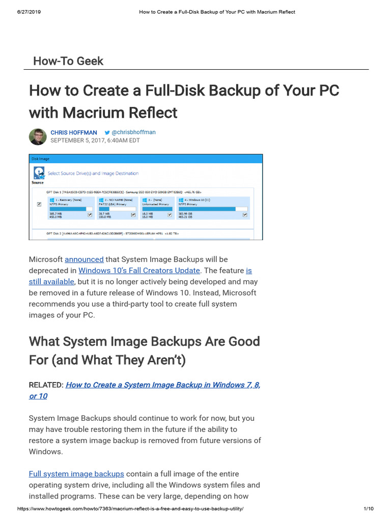 Full-Disk Backup of Your PC With Macrium Reflect | PDF | Booting | Backup