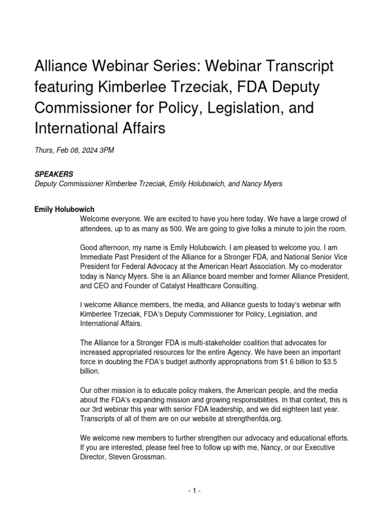 FDA Policy Insights Webinar | PDF | Food And Drug Administration | Regulation