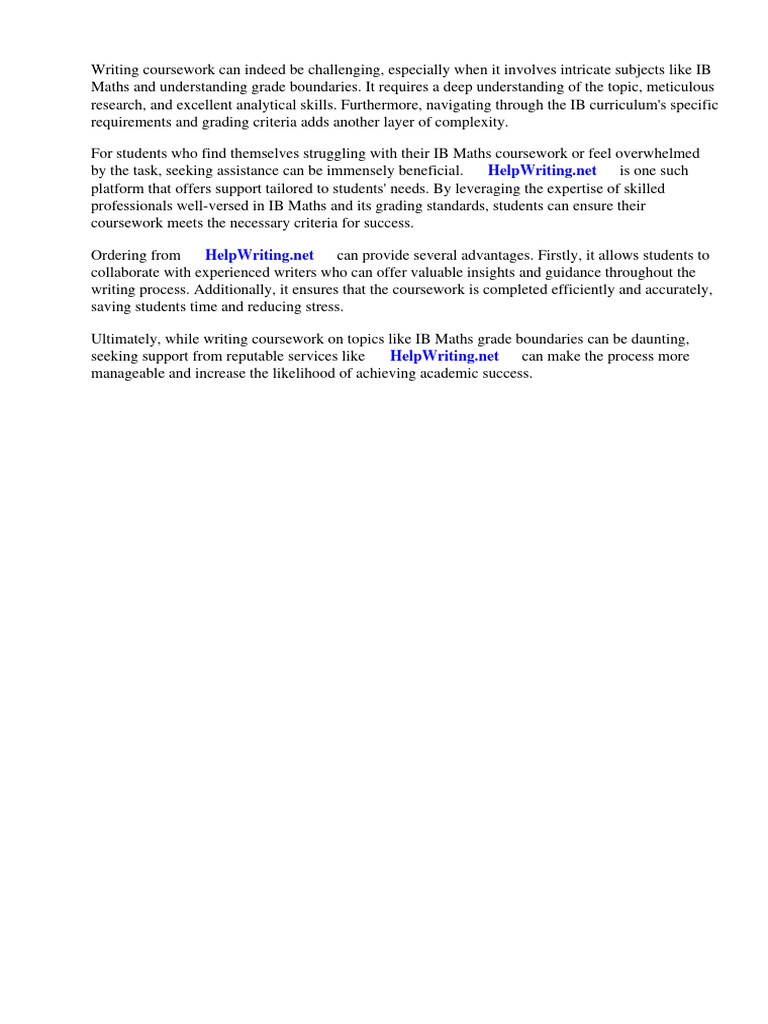Ib Maths Coursework Grade Boundaries | PDF | Educational Institutions | Educational Organizations
