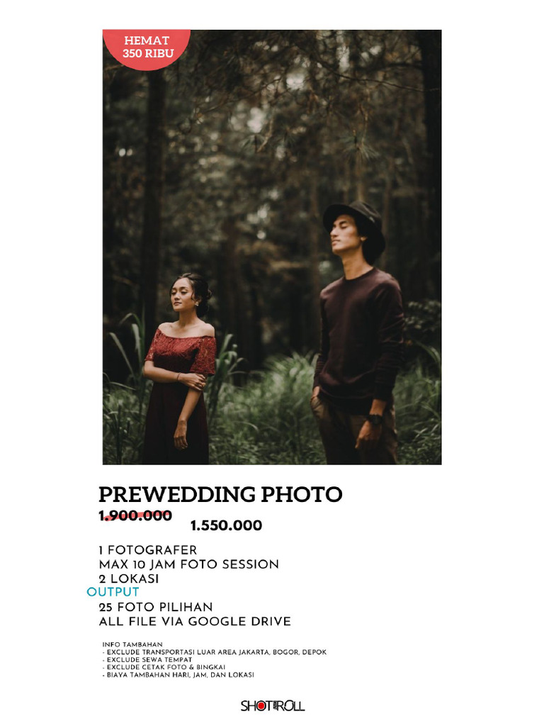 Pricelist Prewedding 2023 Shot&roll | PDF