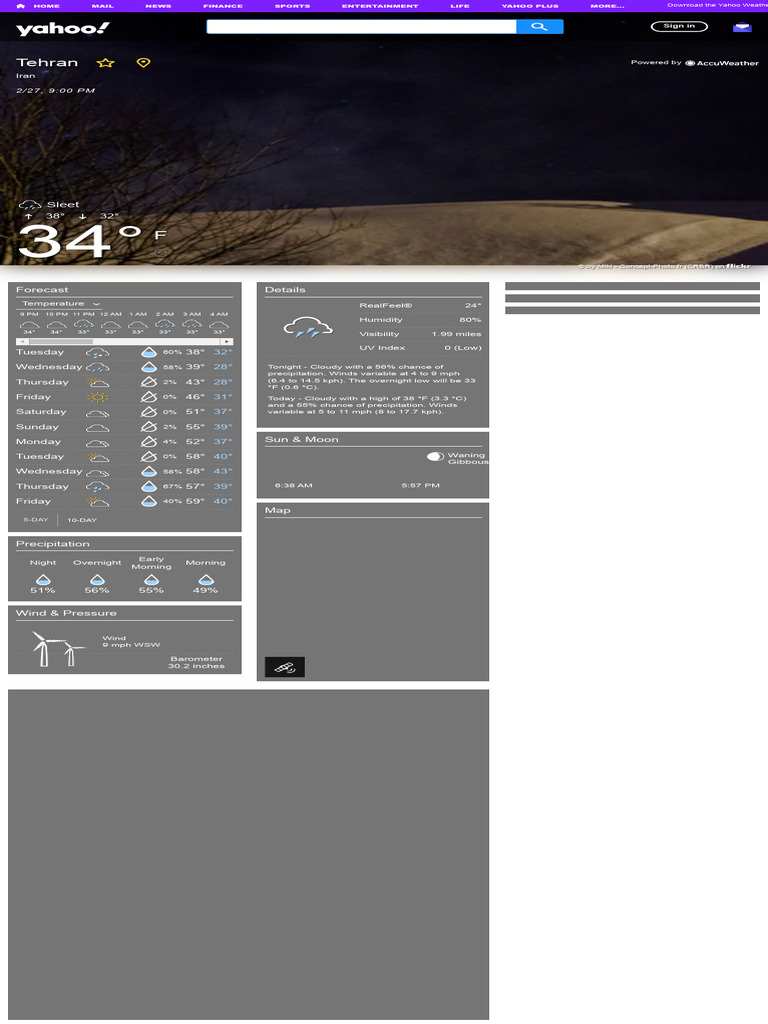Tehran, Iran - Weather Forecasts - Maps - News - Yahoo Weather | PDF | Weather | Physical Phenomena